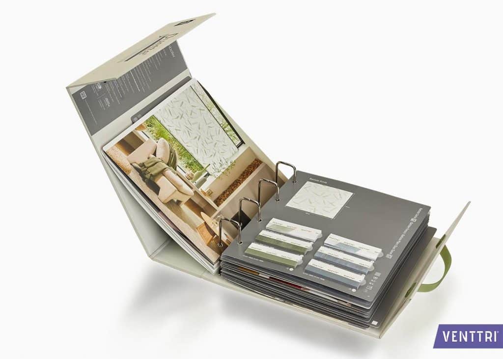 Beautifully incorporated samples in a binder with linen cover and ...