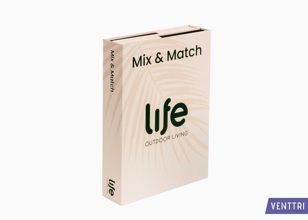 4-panel folder with product samples - Venttri